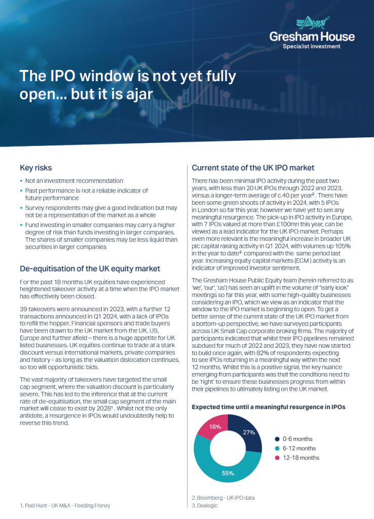 The IPO window is not yet fully open… but it is ajar - Gresham House